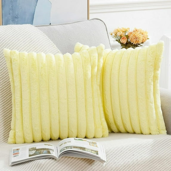16×16Inch Plush Ribbed Throw Pillow Cover 2-Pack Soft Textured ...
