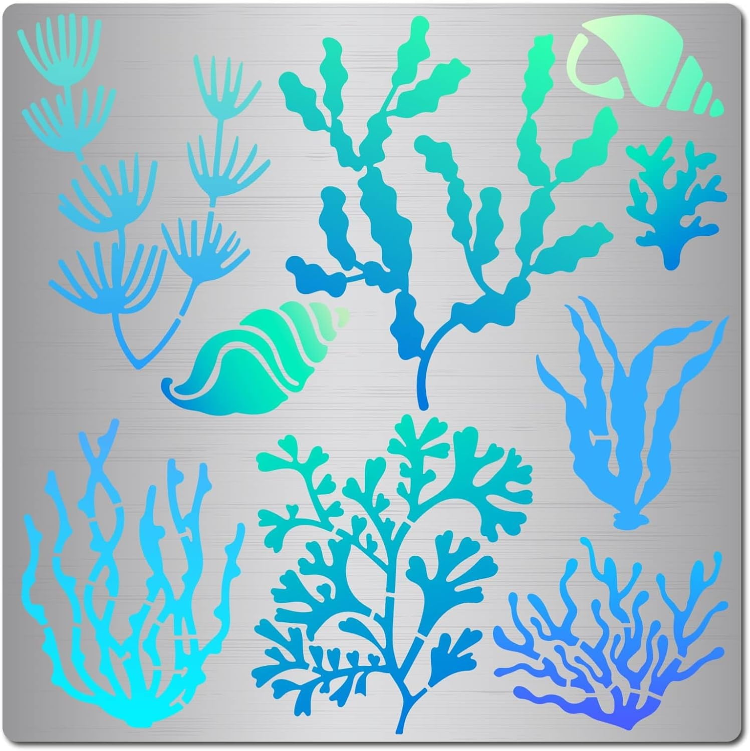 16*16cm Seaweed Stencils Ocean Creatures Stencil Metal Journal Stencil ...