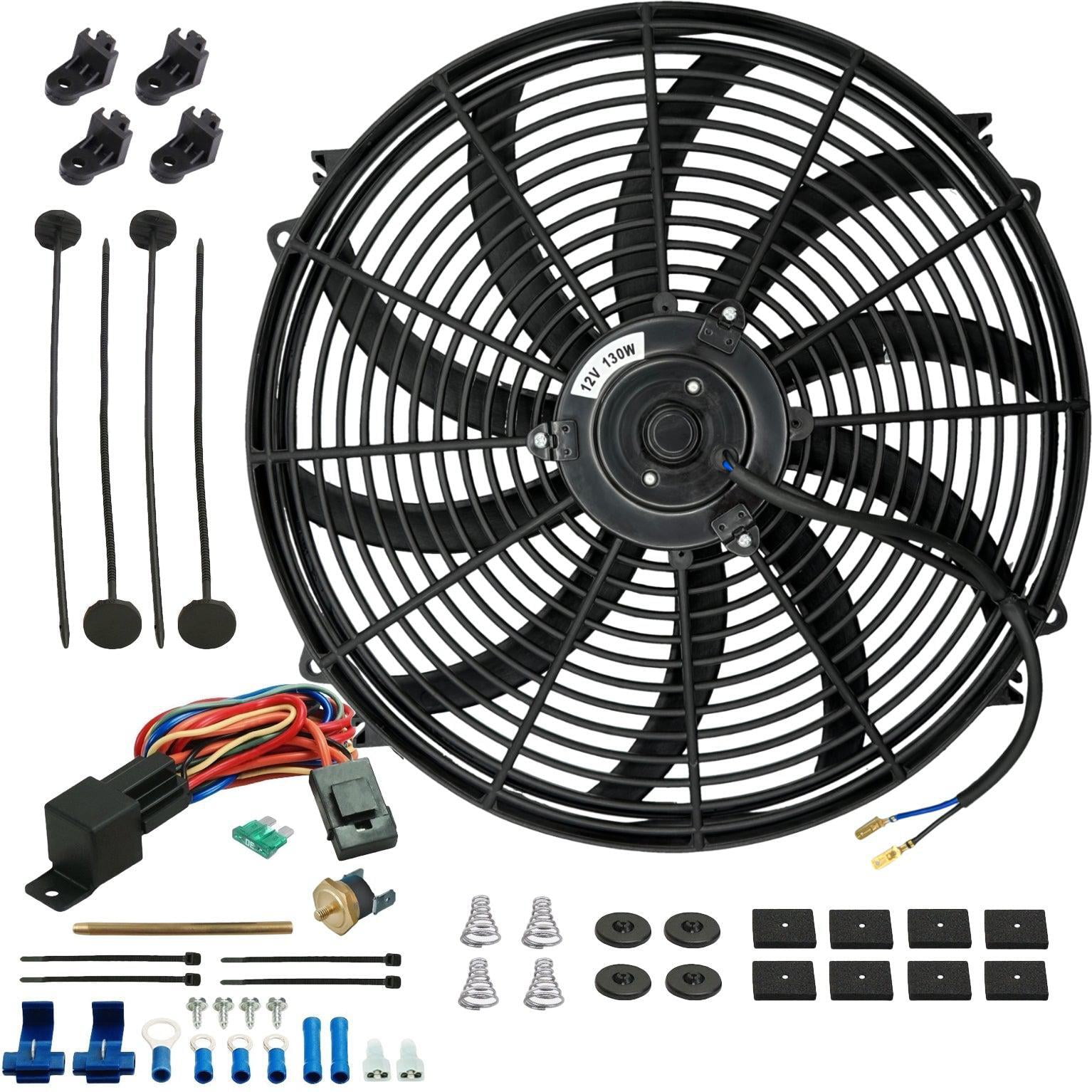 16-17 Inch 130w Electric Fan Push-In Radiator Probe Thermostat Switch ...
