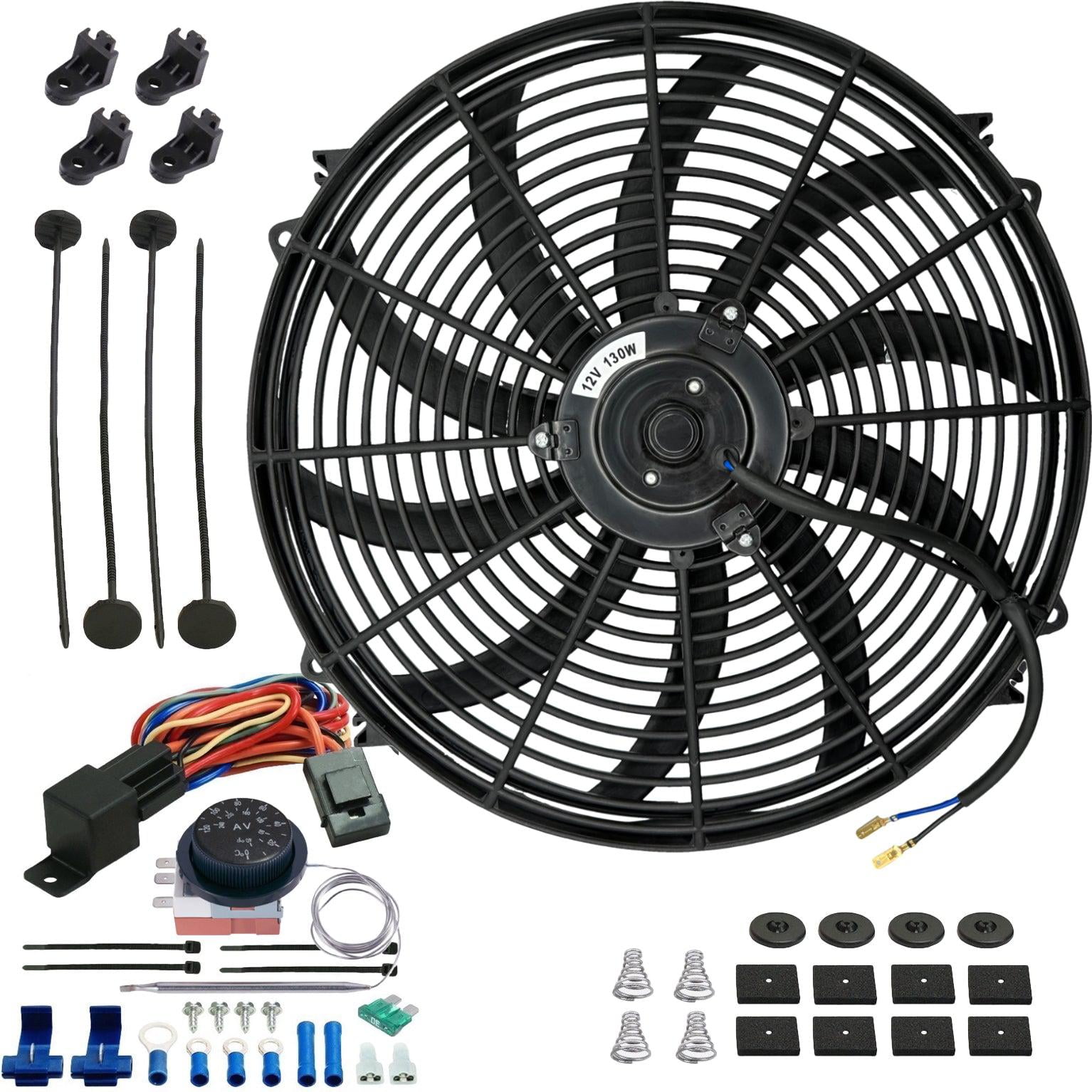 16-17 Inch 130w Electric Radiator Fan Adjustable Thermostat Wiring ...