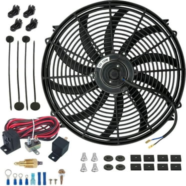 Dual 12-13 Inch 90w Electric Fans Radiator In-Hose Grounding Temp ...