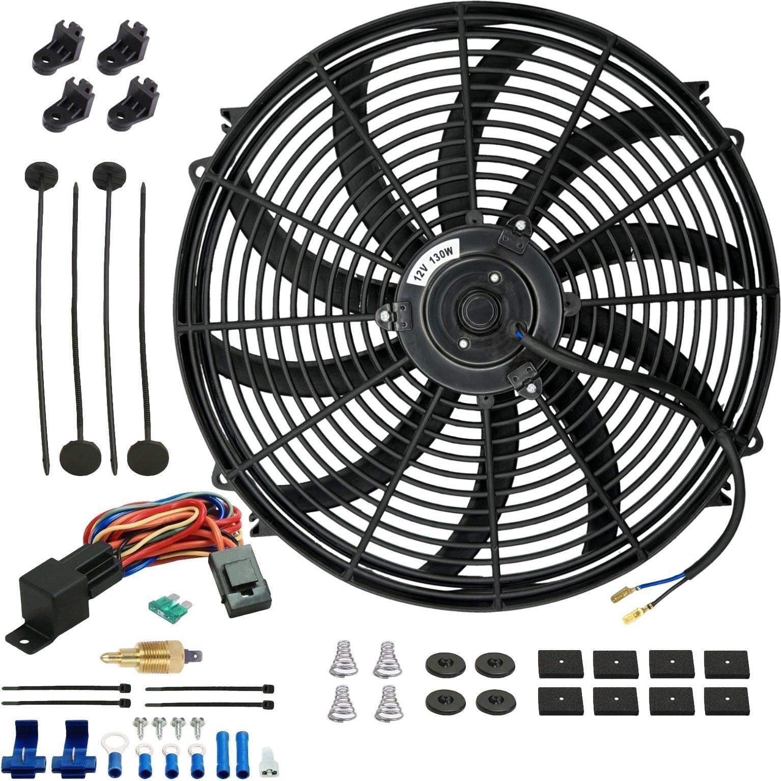 16-17 Inch 130w Electric Radiator Fan NPT Grounding Thermostat Switch ...