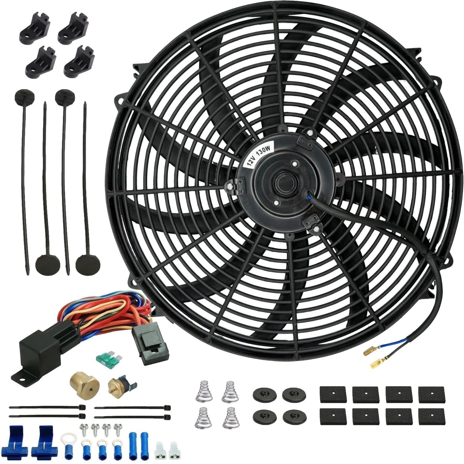16-17 Inch 130w Electric Radiator Fan Thread-In NPT Thermostat Wiring ...