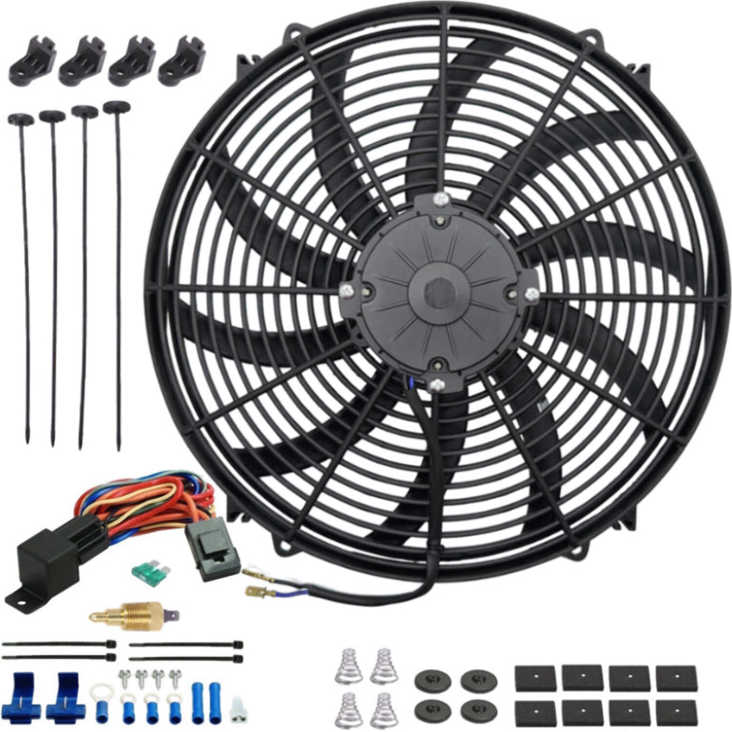 16-17 Inch 180w Electric Radiator Fan NPT Ground Temperature Switch Kit ...