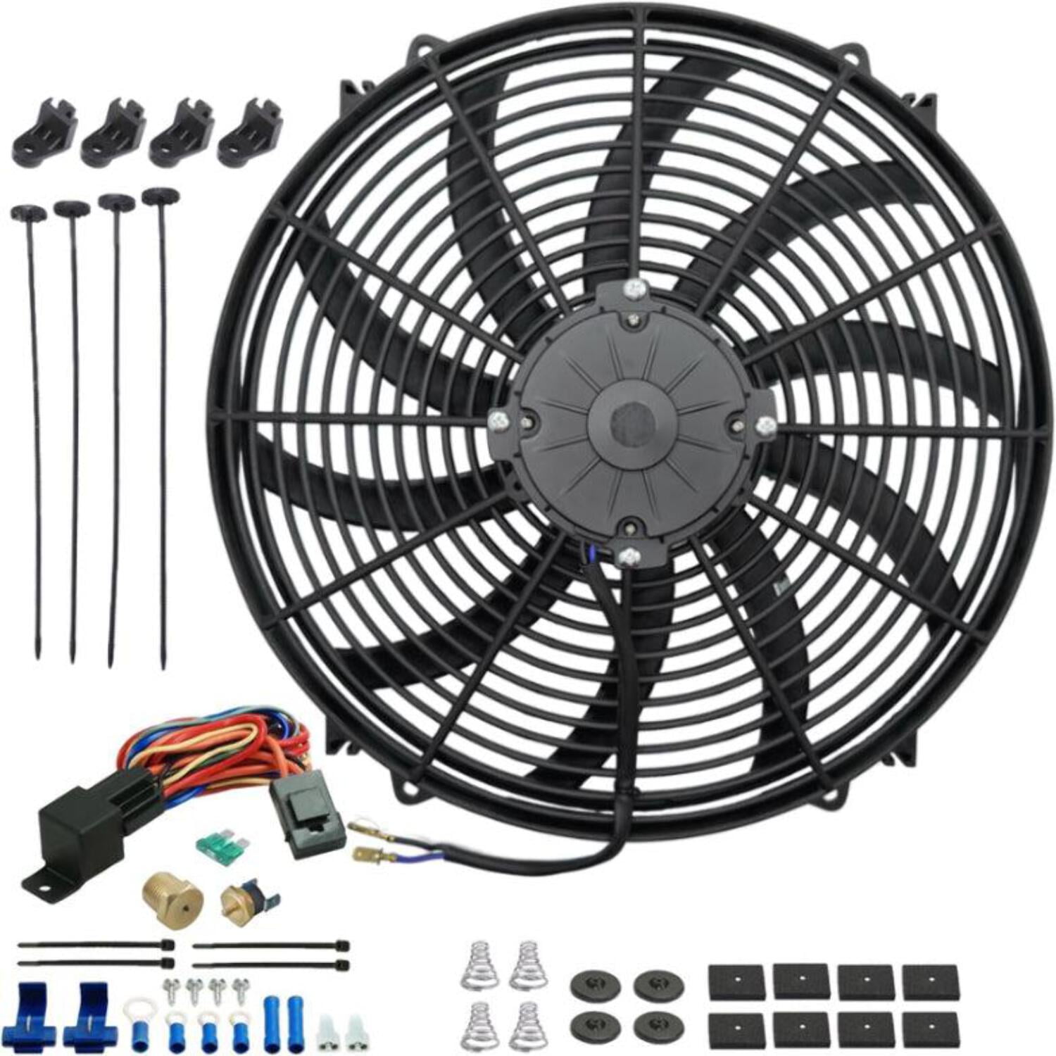 16-17 Inch 180w Electric Radiator Fan Thread-In Probe Thermostat Switch ...