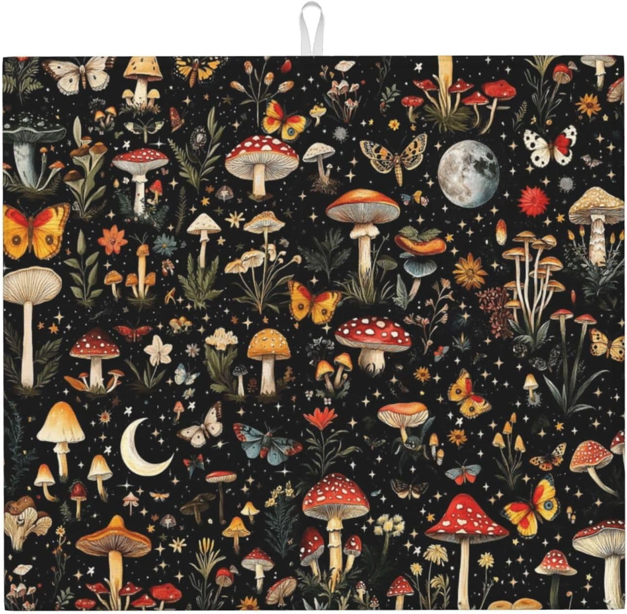16×18in Cute Mushroom Butterfly Microfiber Dish Drying Mat, Washable ...