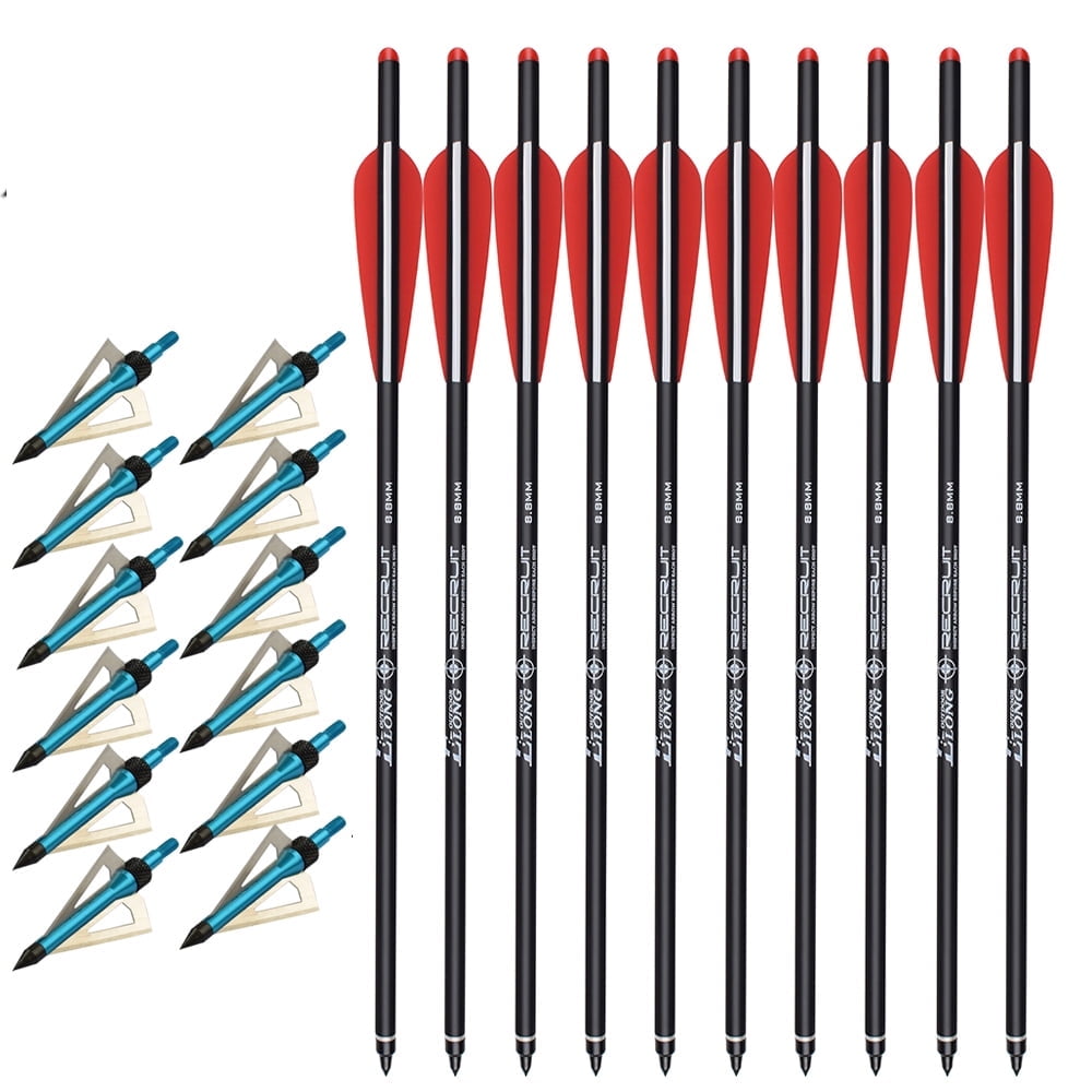 Elong Outdoor 16/18inch Carbon Crossbow Bolts, 100 Grain Broadheads ...