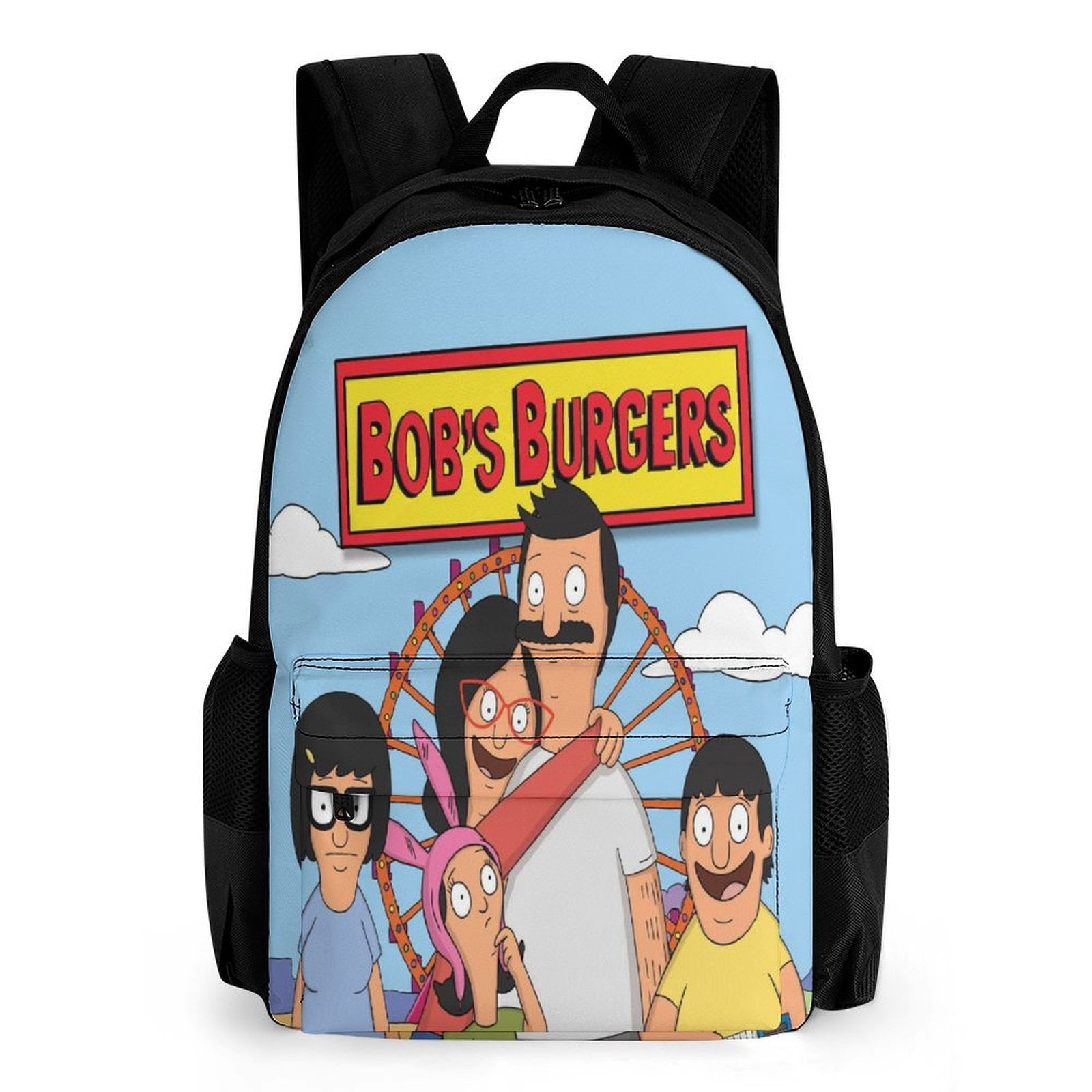 16.1In Bob's Bur-,Ger Backpack with Front Pocket Cartoon Backpack ...