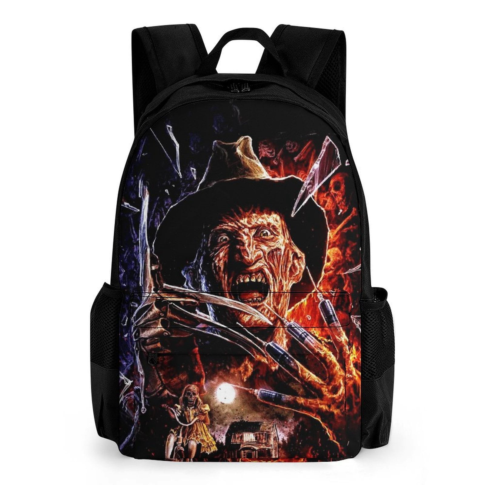 16.1In Horror Freddy Movie Krue-Ge2 Backpack with Front Pocket Cartoon ...