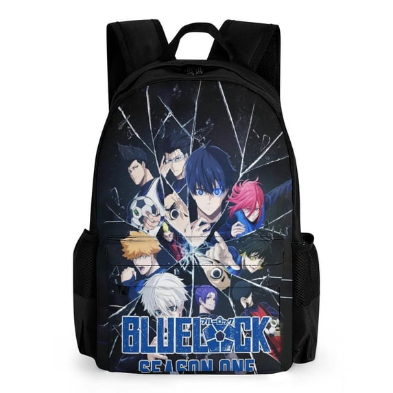 16.1in BLUE Ball LOC-,K Backpack with Pocket Cartoon Backpack Travel ...