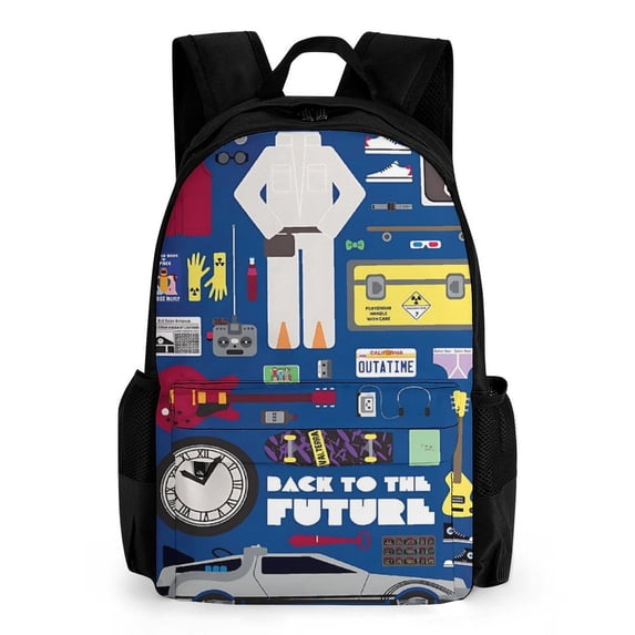 16.1in Back T0 Movie Future Backpack with Pocket Cartoon Backpack ...