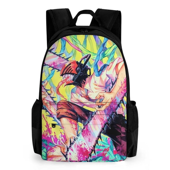 16.1in Chainsaw Orange Men Backpack with Pocket Cartoon Backpack Travel ...