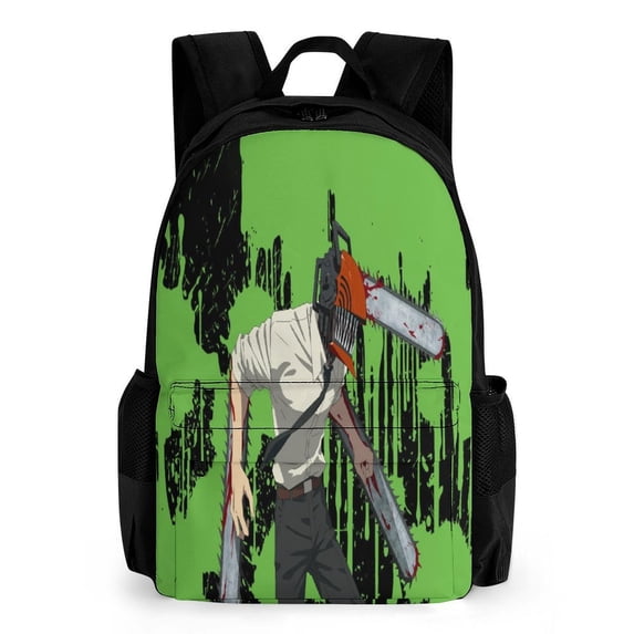 16.1in Chainsaw Orange Men Backpack with Pocket Cartoon Backpack Travel ...