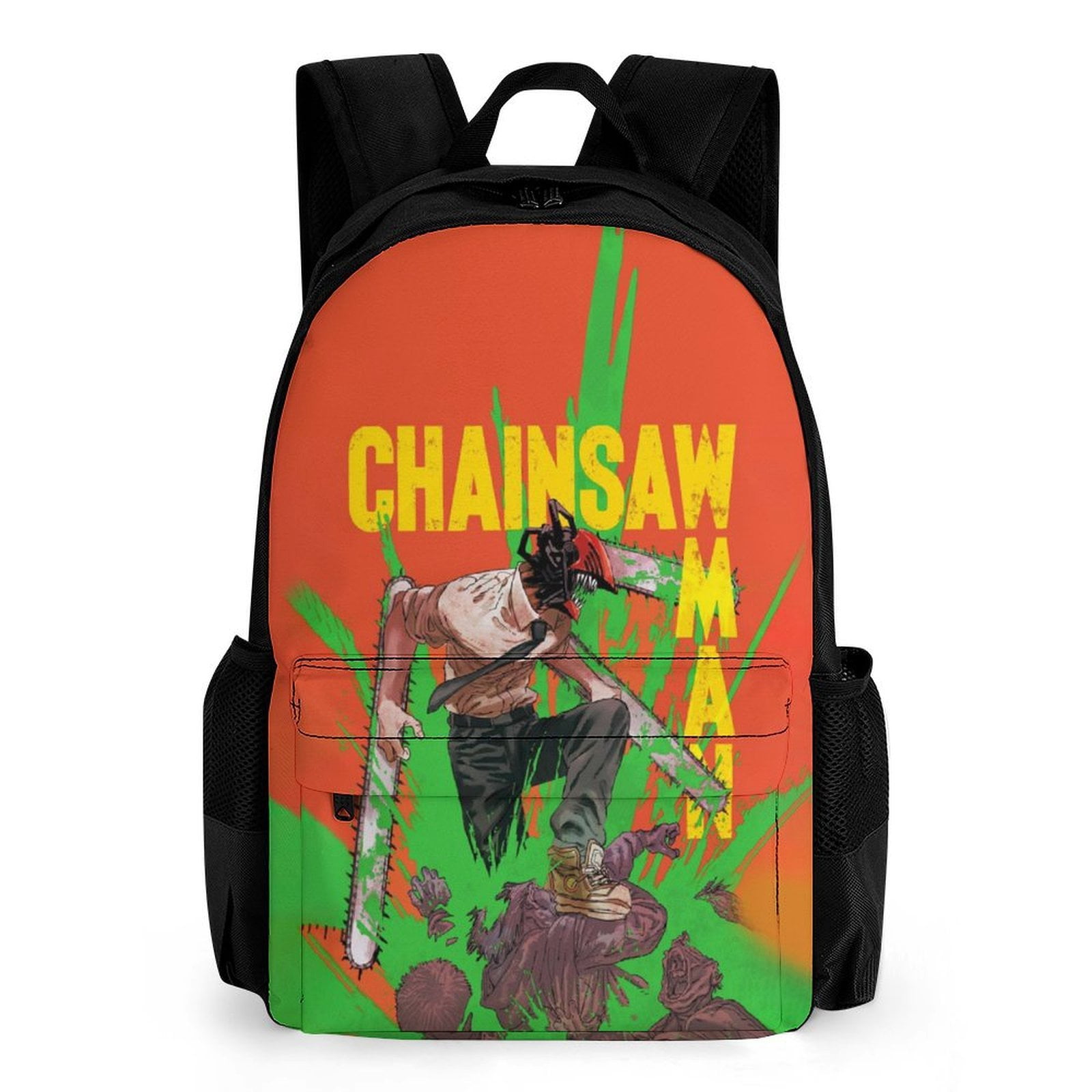 16.1in Chainsaw Orange Men Backpack with Pocket Cartoon Backpack Travel ...