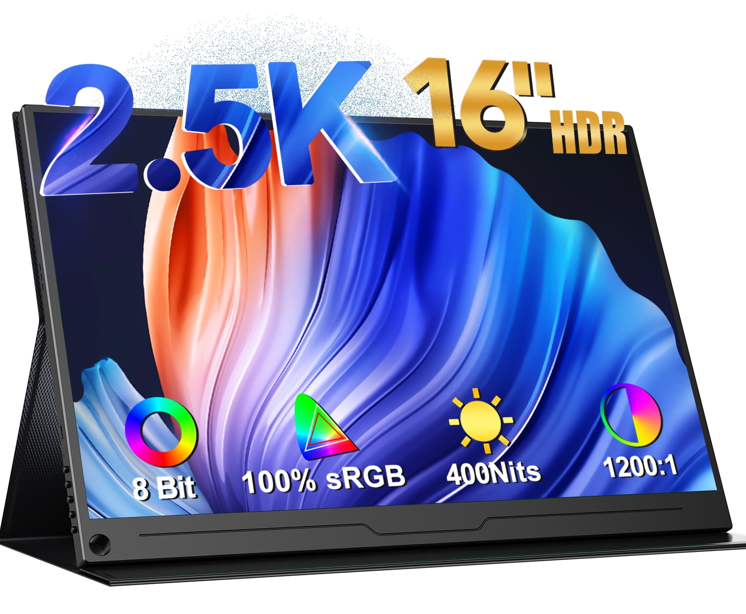 16" 2.5K Portable Monitor, 2560x1600 IPS Display 100% sRGB with Dual ...