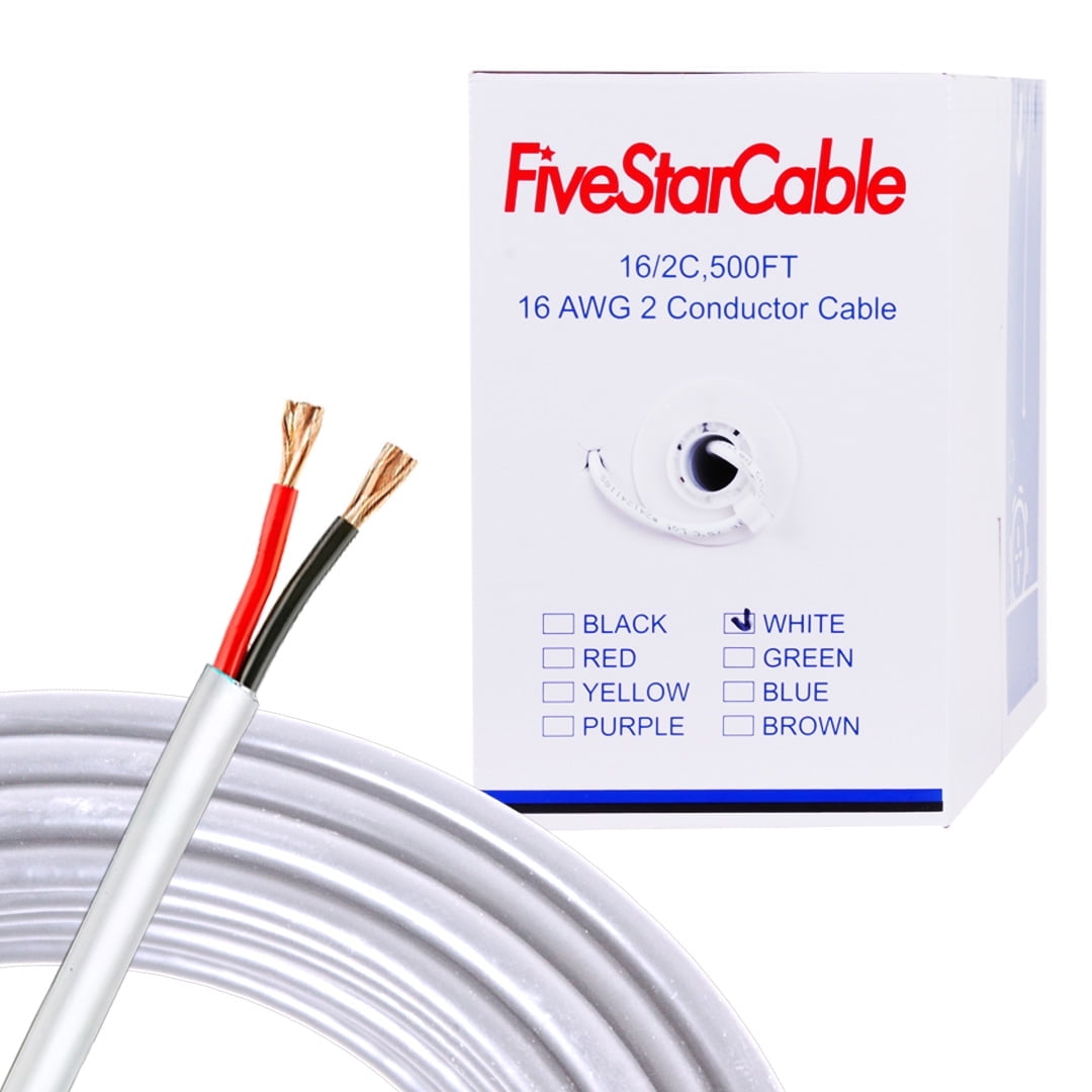 [FiveStarCable] 16-2 Audio Cable 500ft – White Premium Speaker Wire for ...