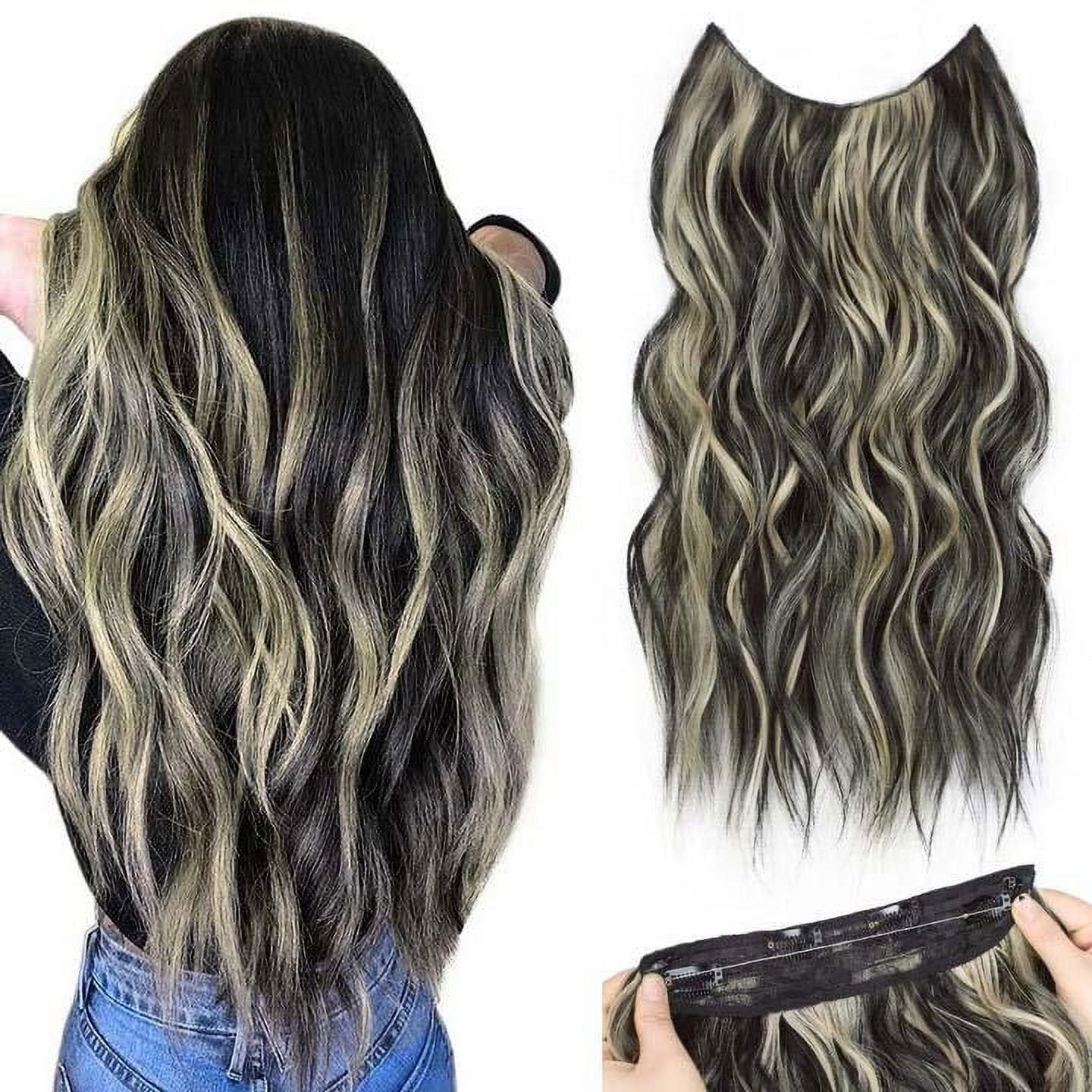 16/20/24 Inch Invisible Wire Synthetic Hair Extensions with Transparent ...