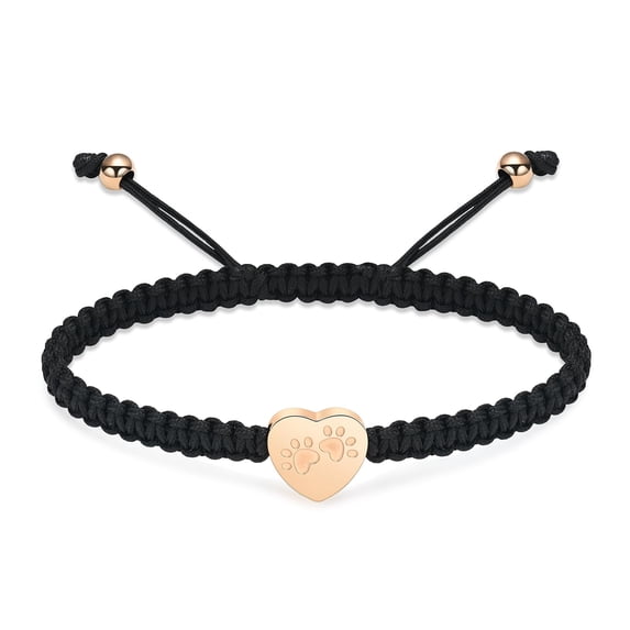 16-24cm Adjustable Paw Print Heart Urn Locket Memorial Braided Cord ...