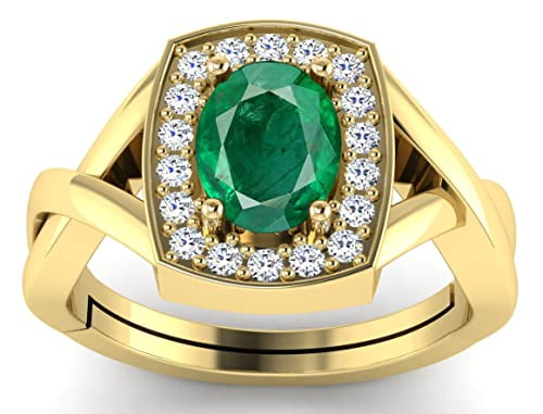 16.25 Ratti 15.12 Carat Natural Emerald Ring (Natural Panna/Panna Stone Gold Ring) Original Aaa ...