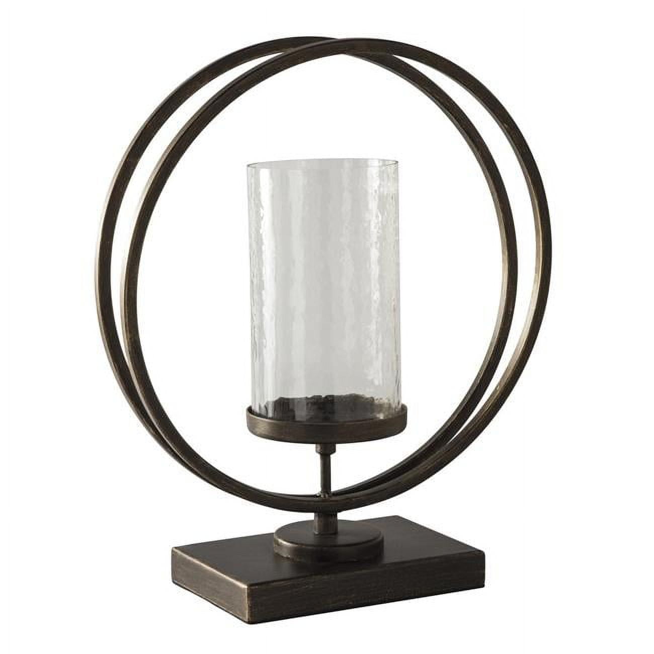 16.25 x 14 x 5 in. Round Metal Candle Holder with Rectangular Base ...