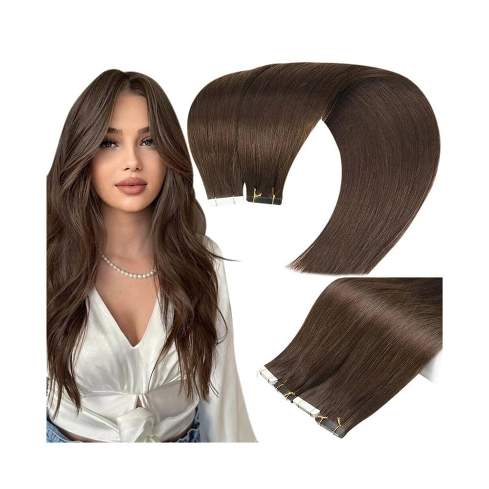 16-26 Inch Long Straight Tape In Hair Extensions 20Pcs/50g Real Human ...