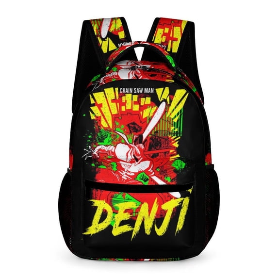 16.2In Chainsaw Orange Men Backpack with Front Pocket Cartoon Backpacks ...
