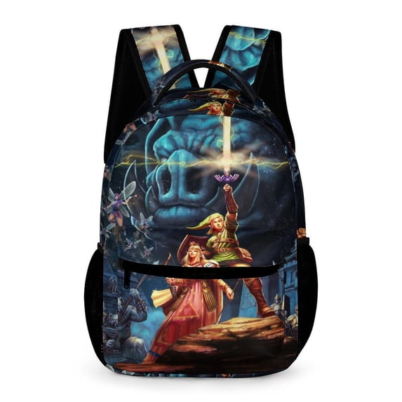 16.2In Le-Gend 0f Zel-,Da0 Backpack with Front Pocket Cartoon Backpacks ...