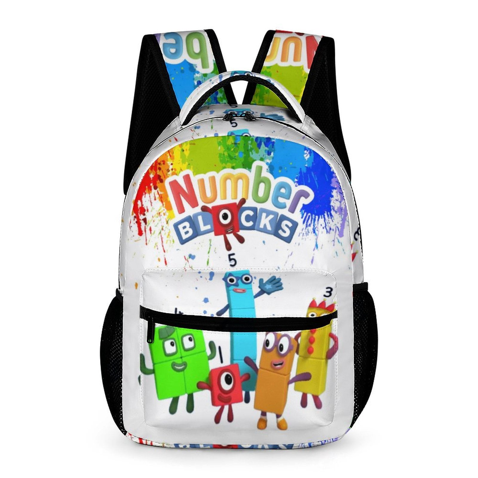 16.2In Number Cartoon Show Block Backpack with Front Pocket Travel ...