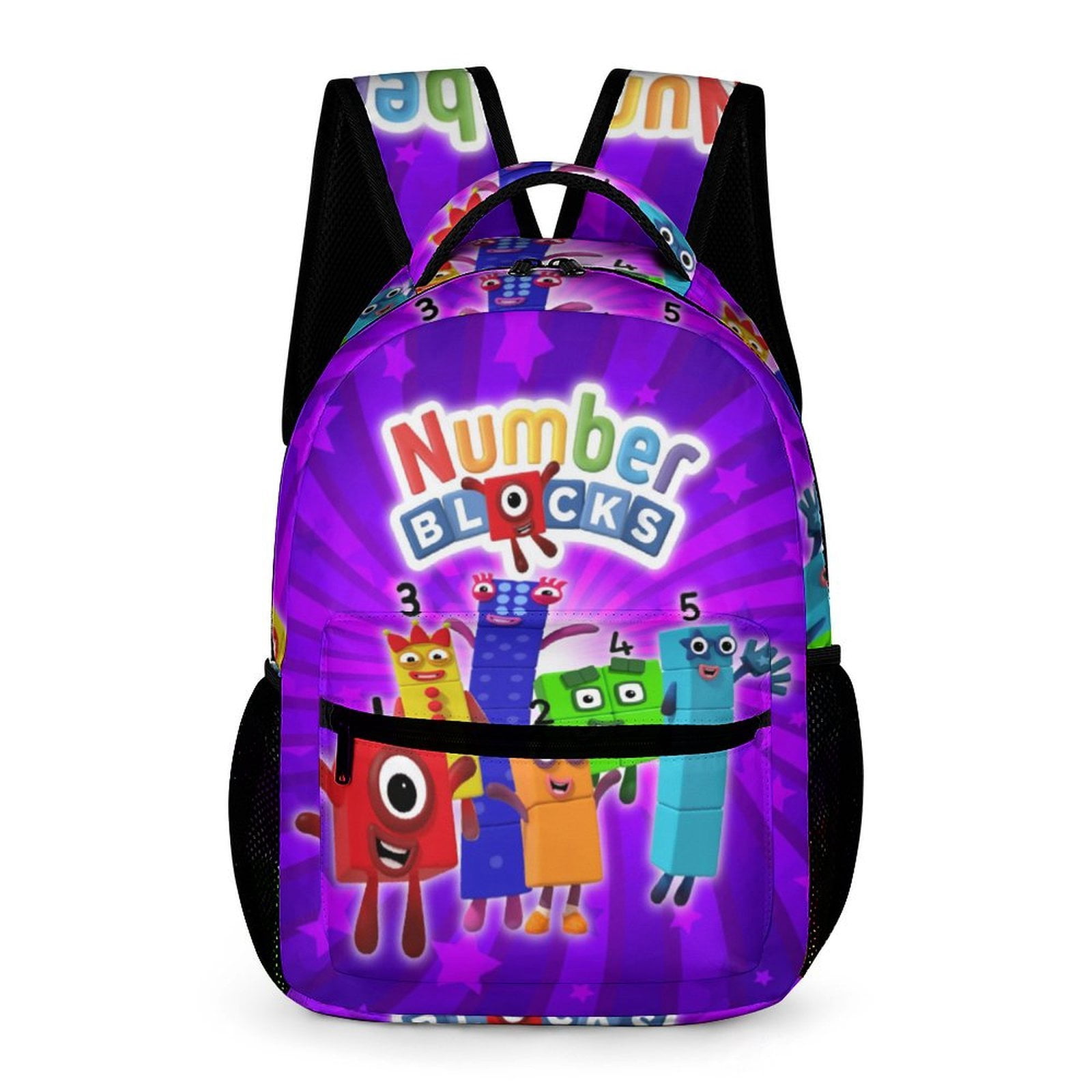 16.2In Number Cartoon Show Block Backpack with Front Pocket Travel ...