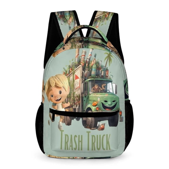 16.2In Trash Green Truck Backpack with Front Pocket Travel Backpack ...