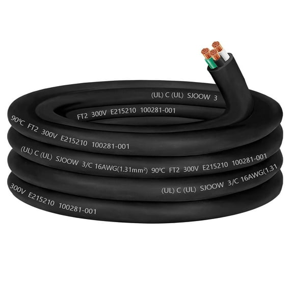 16/3 Wire 16 AWG SJOOW Portable Power Cable,16 Gauge 300V 3 Conductor ...