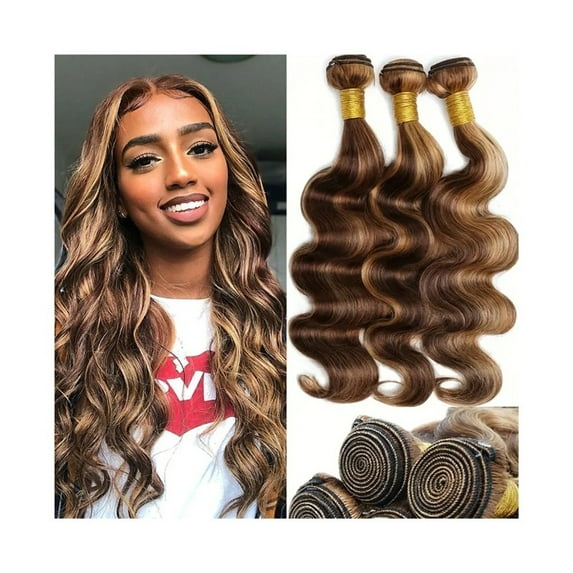 16-30 Inch Body Wave Bundles P4/27 Highlight Human Hair Bundles Double ...