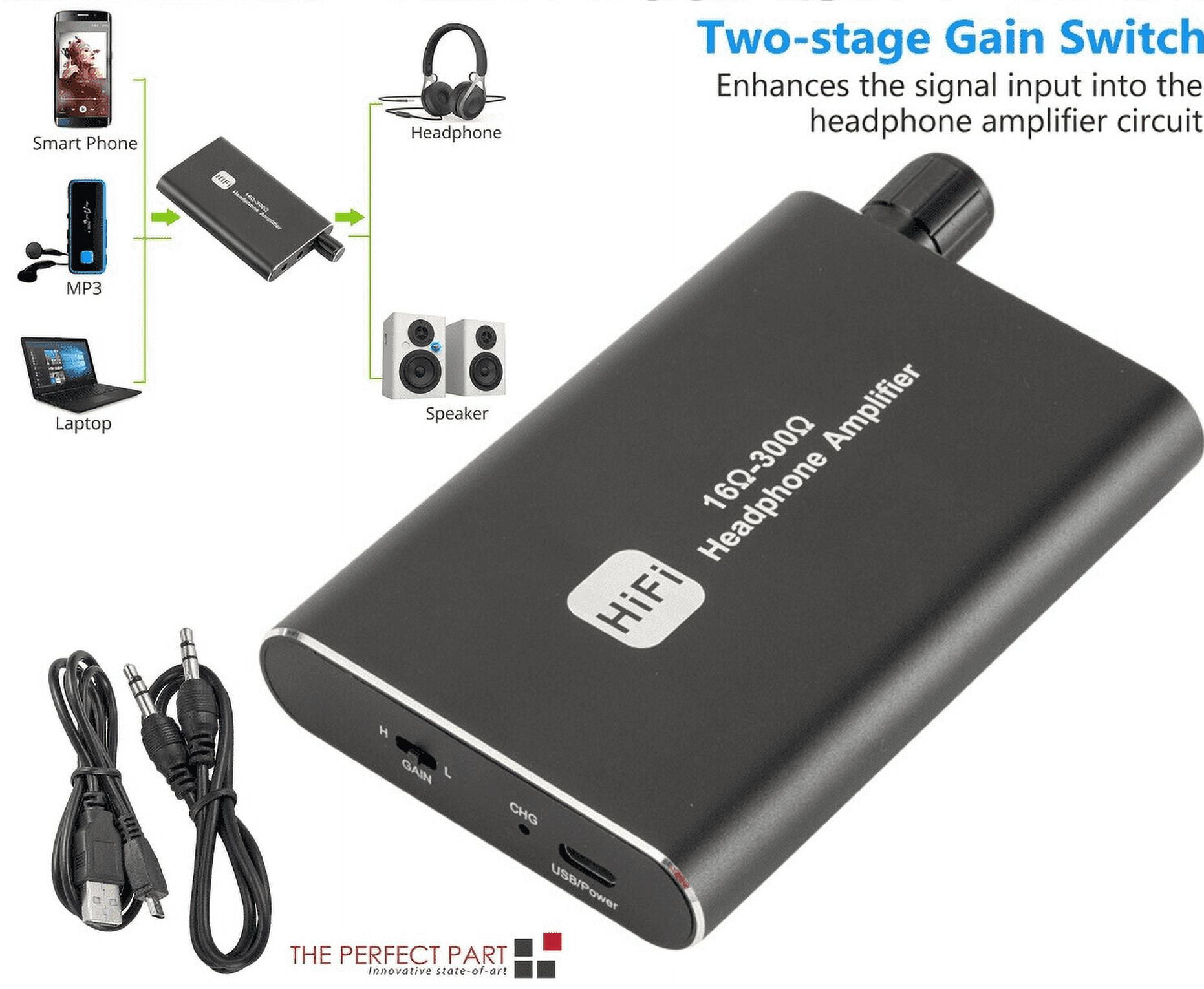 16-300Ω HIFI Headphone Amplifier Portable Earphone AMP 3.5mm w/ Audio ...