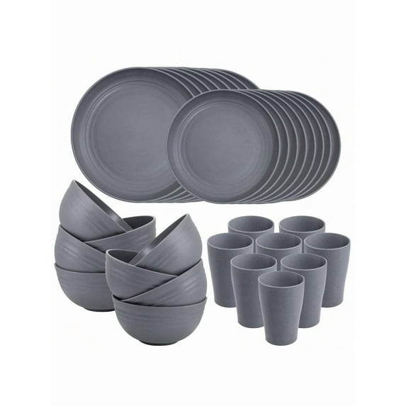 16/32PC Wheat Straw Dinnerware Set - Service for 4/8 Unbreakable Plate ...