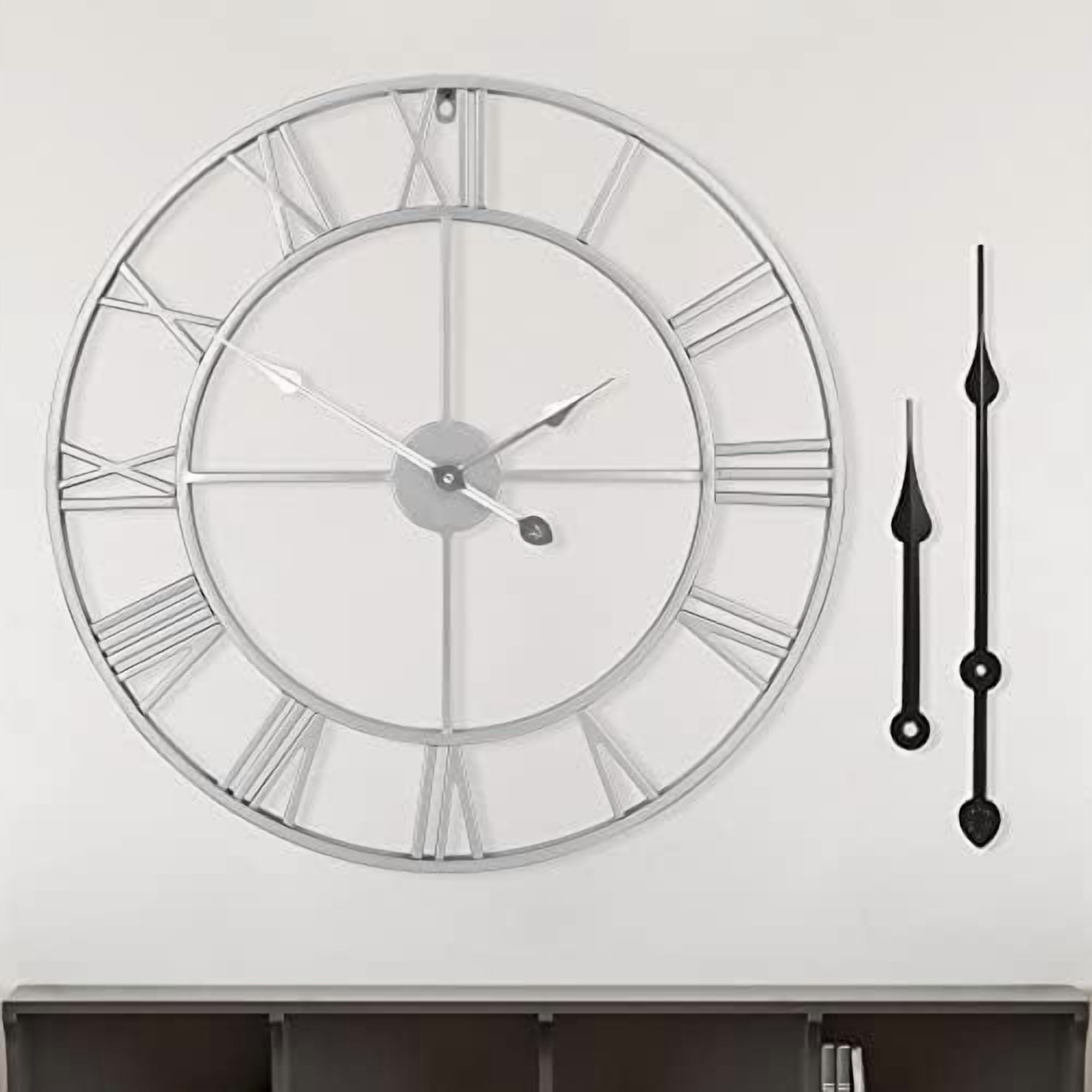 16" Modern Large Wall Clocks,Vintage, Round,Silent Non Ticking,Battery ...