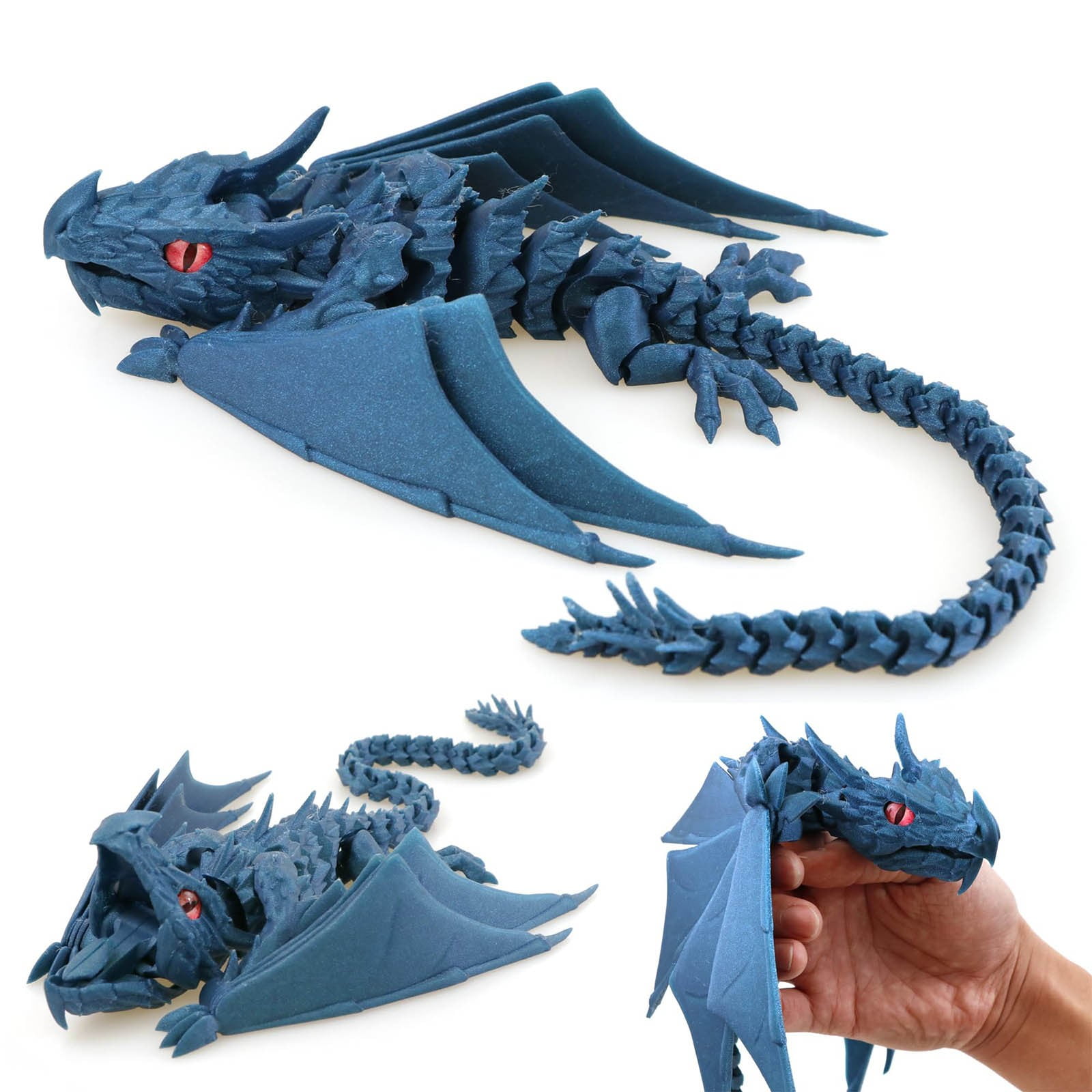 16" 3D Printed Dragon, Large Articulated Dragon, Wings Spreadable ...