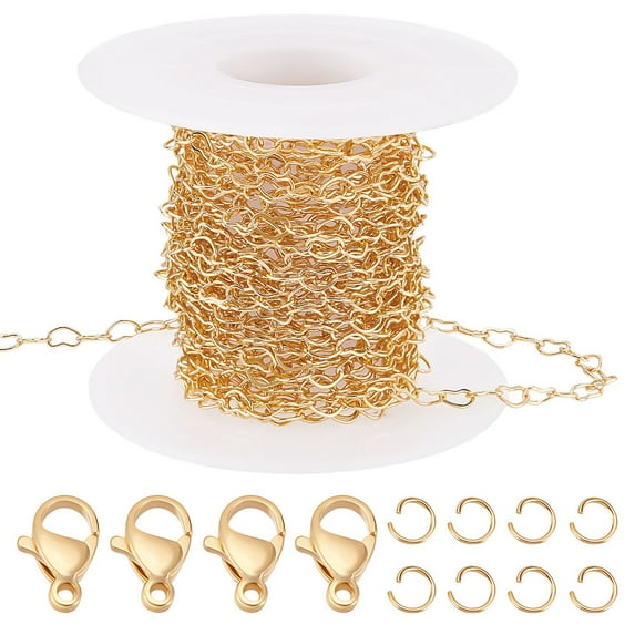 16.4 Feet 18K Gold Plated Brass Love Heart Link Chain 3x5x0.5mm ...