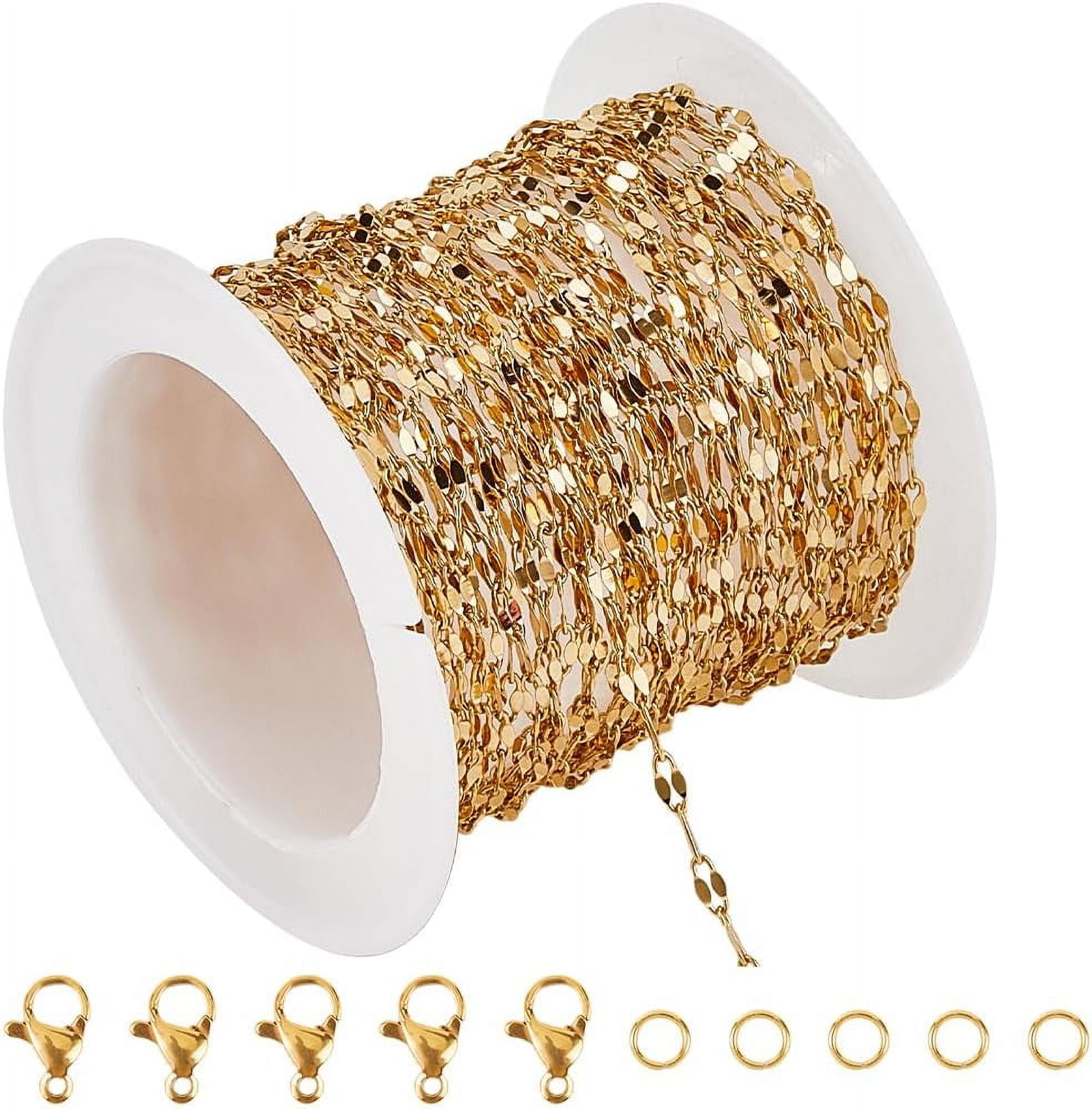 16.4 Feet/5M Gold Chain Kit Stainless Steel Chains Roll Metal Extension ...