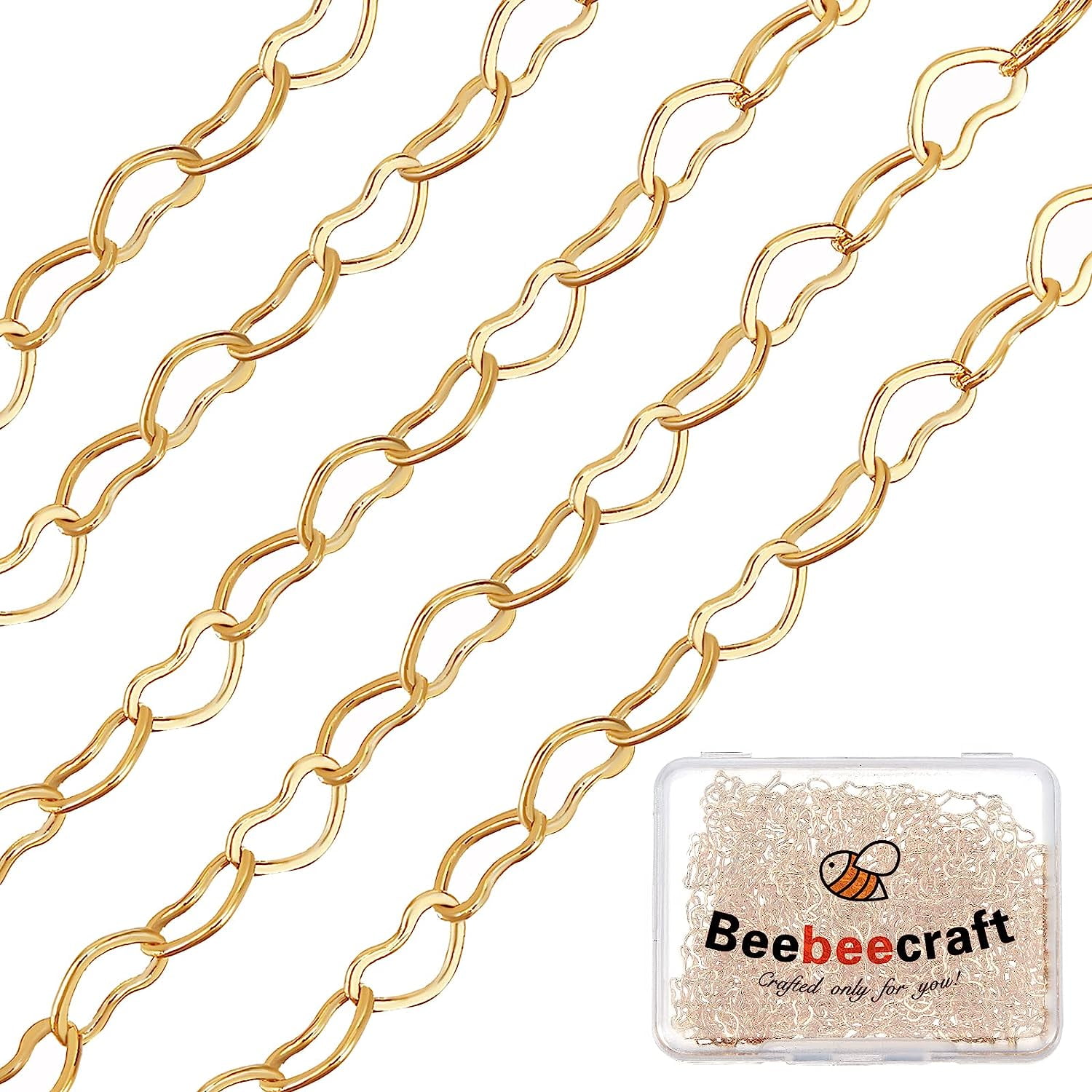 16.4 Feet 5M Heart Link Chains 18K Gold Plated Brass Cable Chains for ...