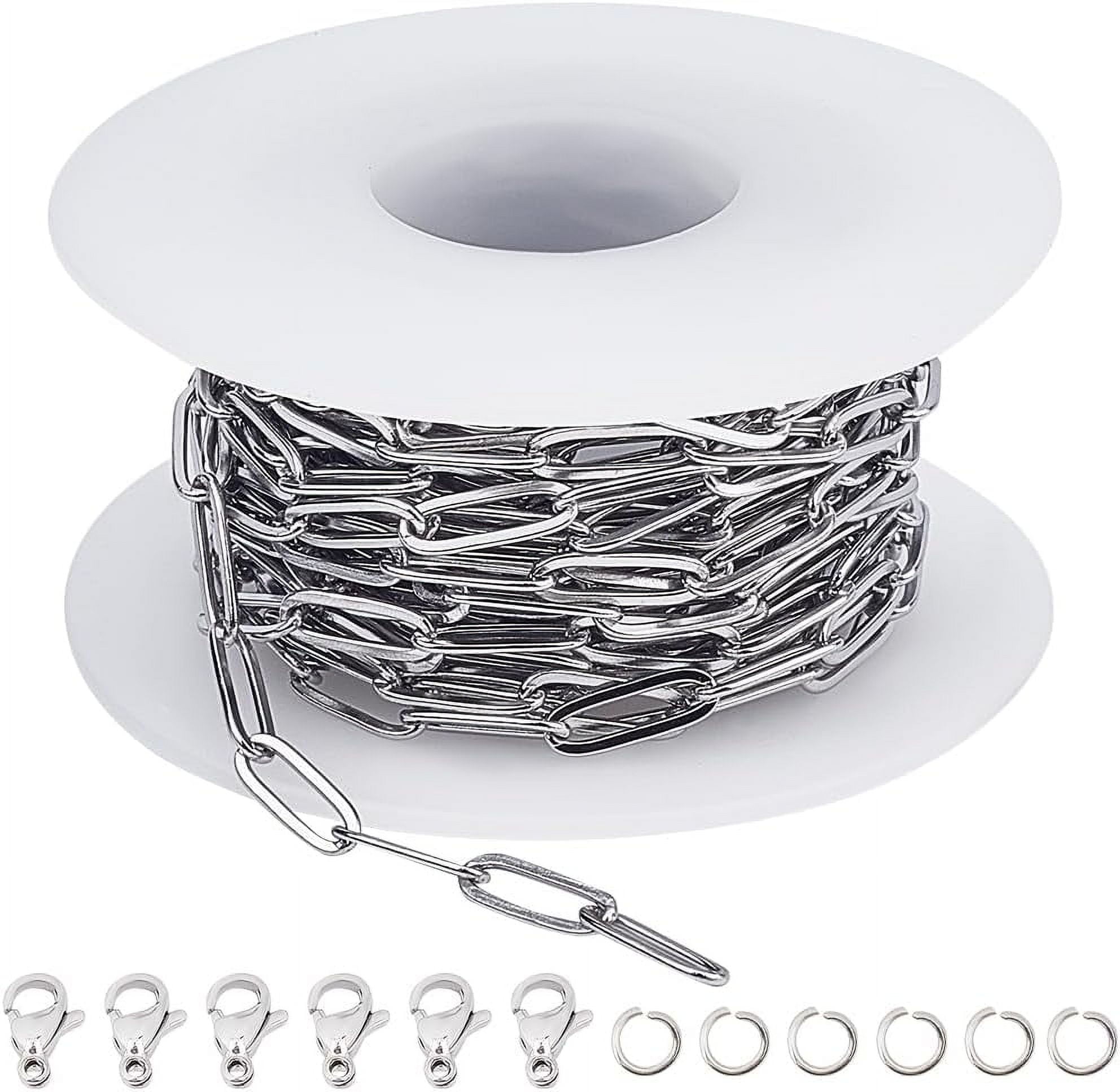 16.4 Feet/5M Paperclip Link Chain 304 Stainless Steel Chains Bulk Metal ...