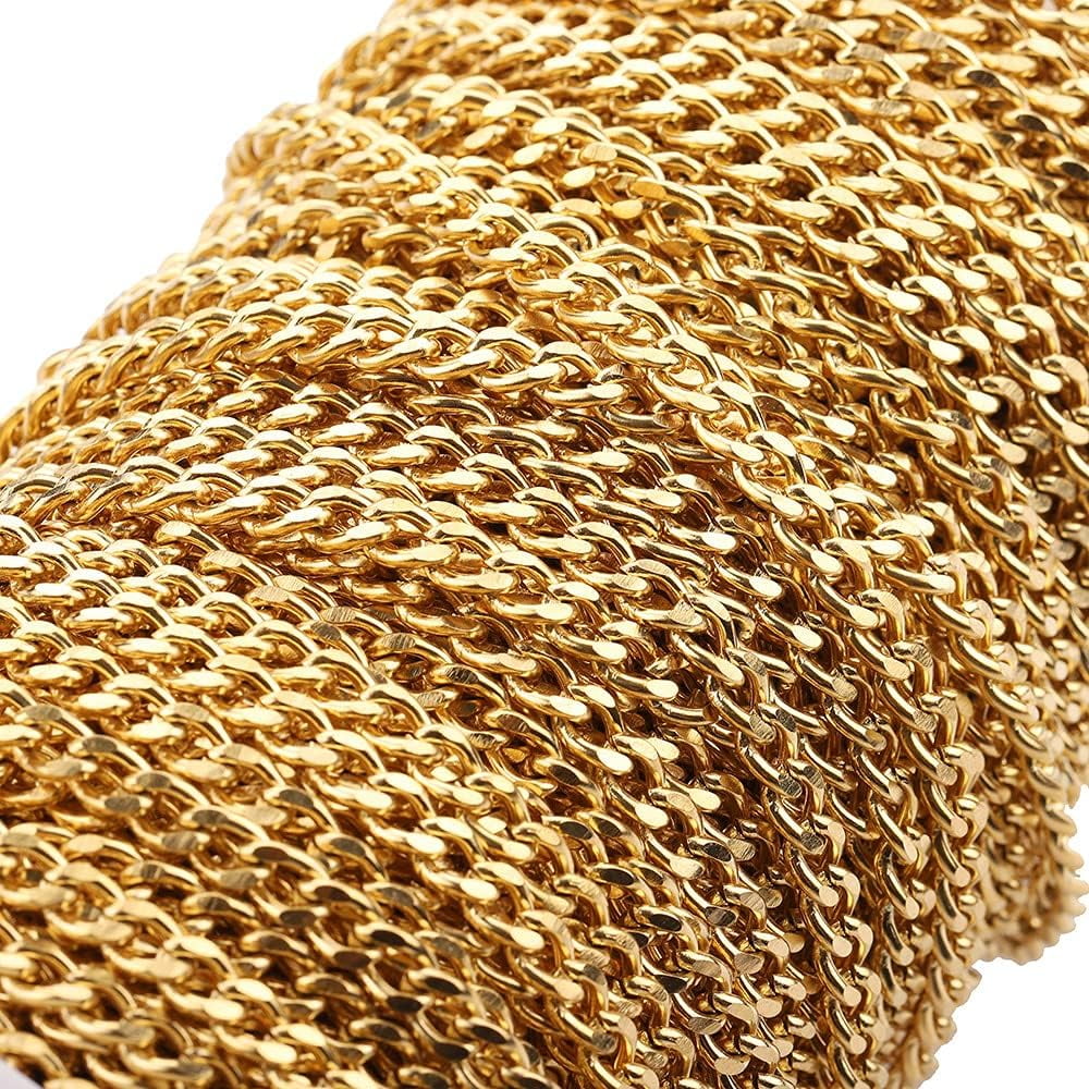 16.4 Feet/5M Soldered Stainless Chunky Steel Curb Chains 3x0.8mm Twisted Links Cross Unwelded ...