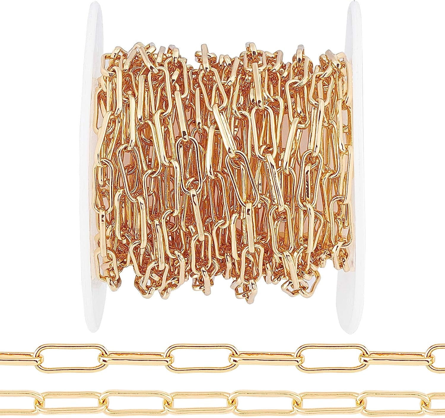 16.4 Feet Real 18K Gold Plated Brass Cable Chains 1 Roll Paperclip ...