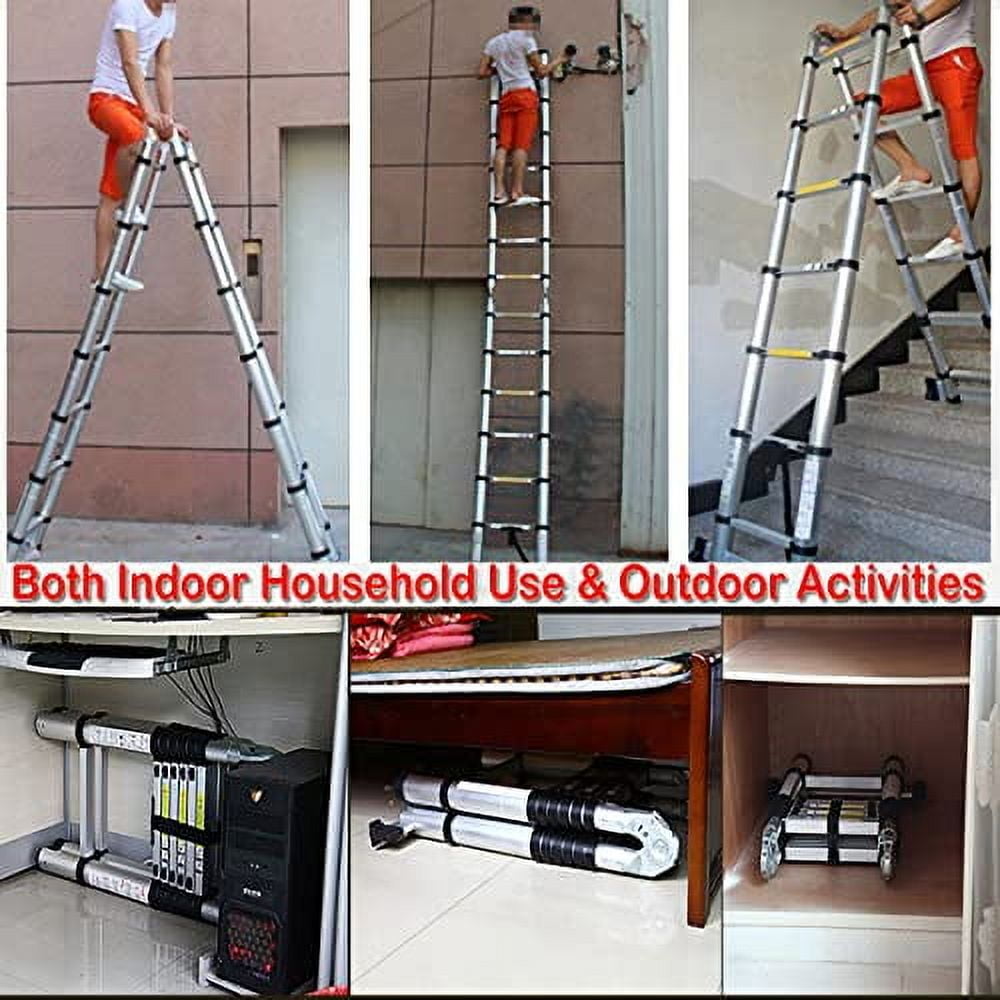 16.4 Feet Telescoping Ladder A-Type Extension Multi Purpose Step ...