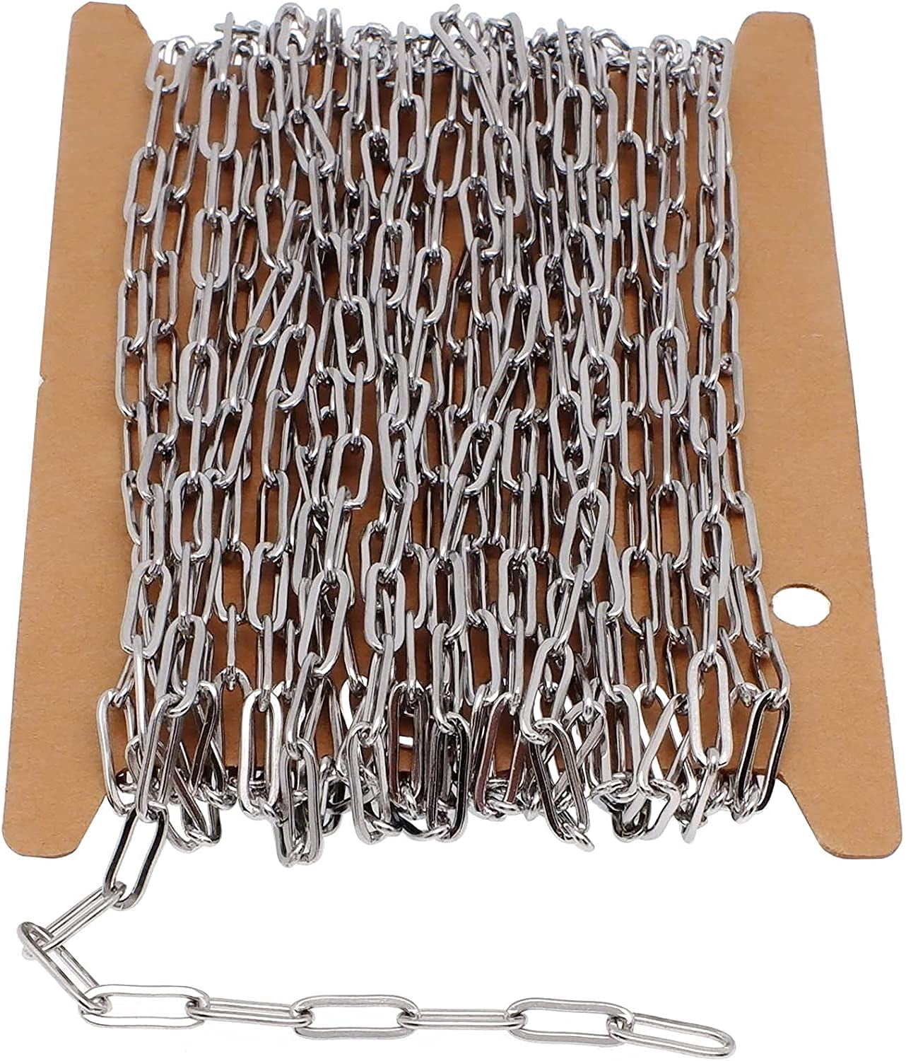 16.4-Feet Width 4mm Stainless Steel Paperclip Chains, Flat Wire ...
