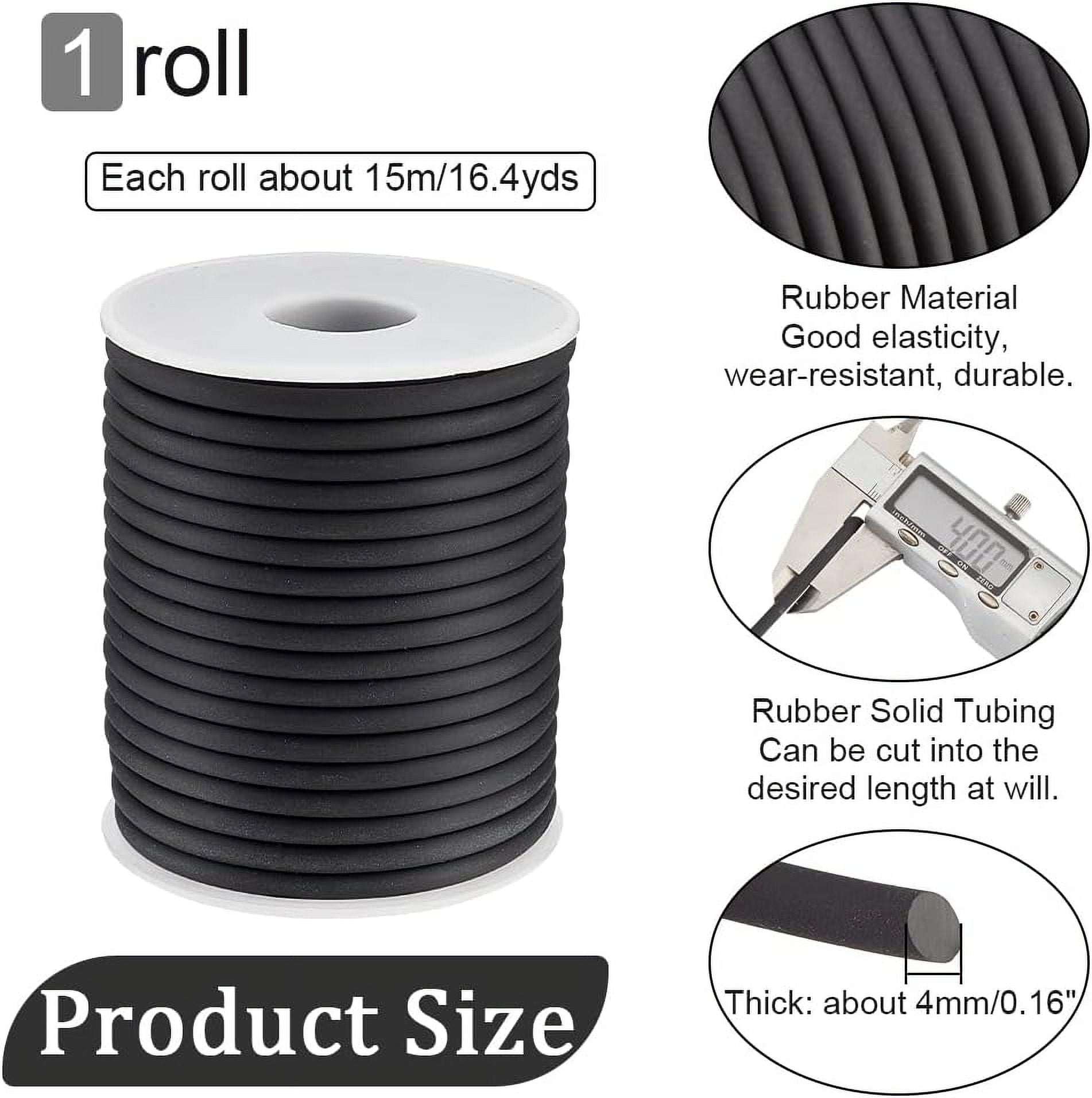 16.4 Yards/15m Solid Rubber Cord 4mm Black White Plastic Rope Tubing ...