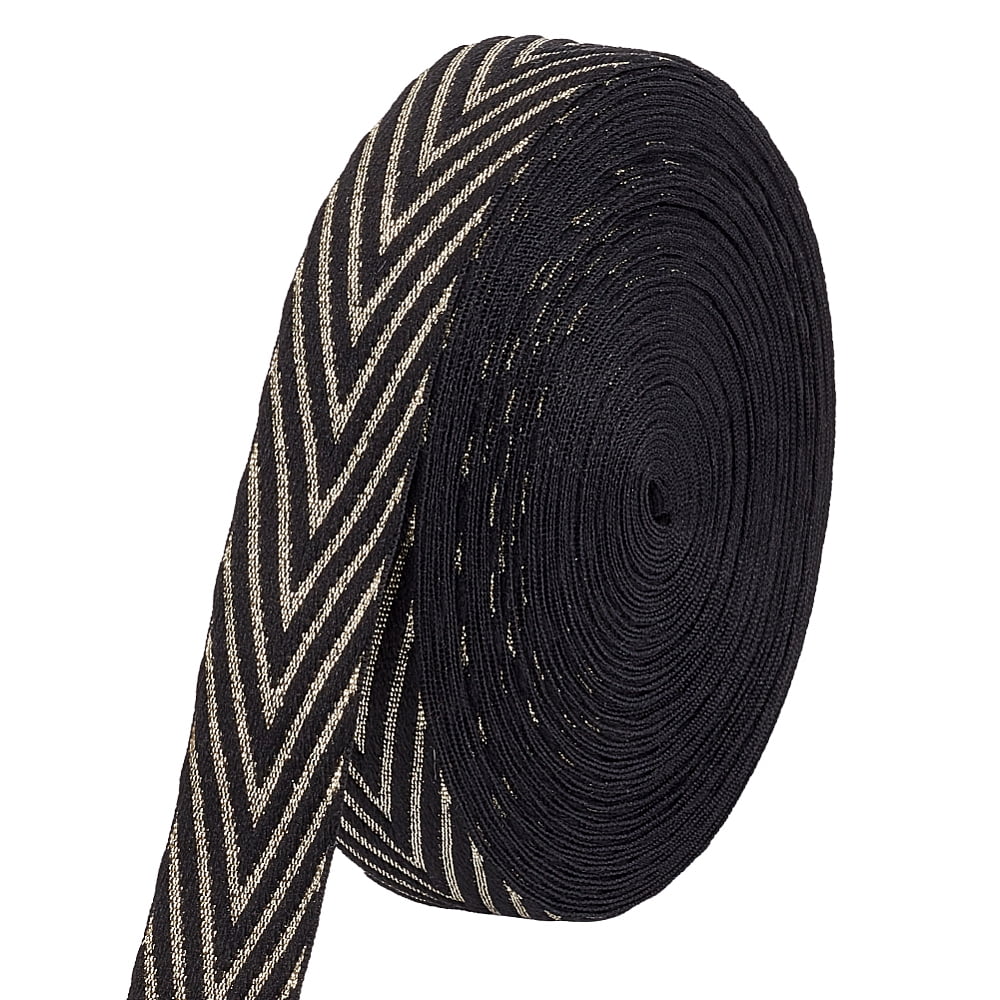 16.4 Yards Herringbone Cotton Ribbon 1 inch Wide Black Polycotton ...