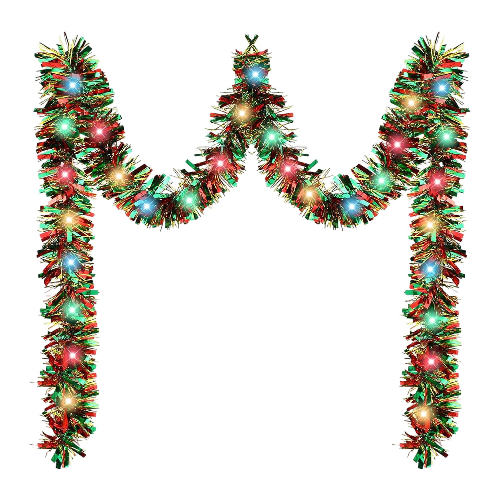16.4 ft Christmas Tinsel Garland Lighted Metallic Twist Tree Decoration ...