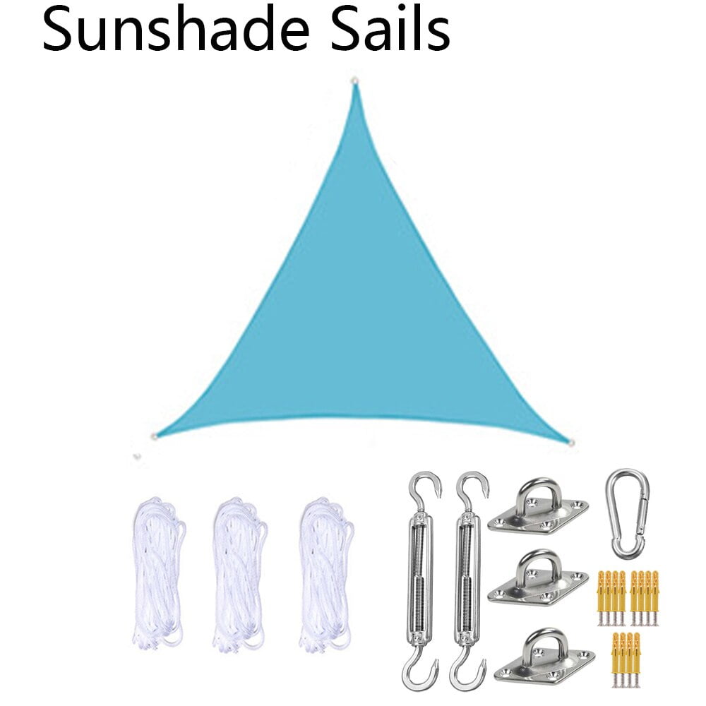 16.40×16.40×16.40ft Sun Shade Sail Triangle Canopy with Hardware Kit ...