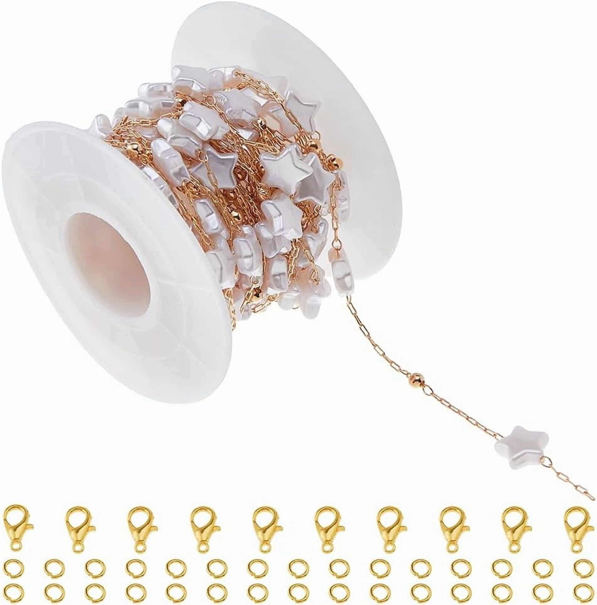 16.40 Feet Imitation Star Pearl Bead Chain KC Gold Plated Brass Jewelry ...