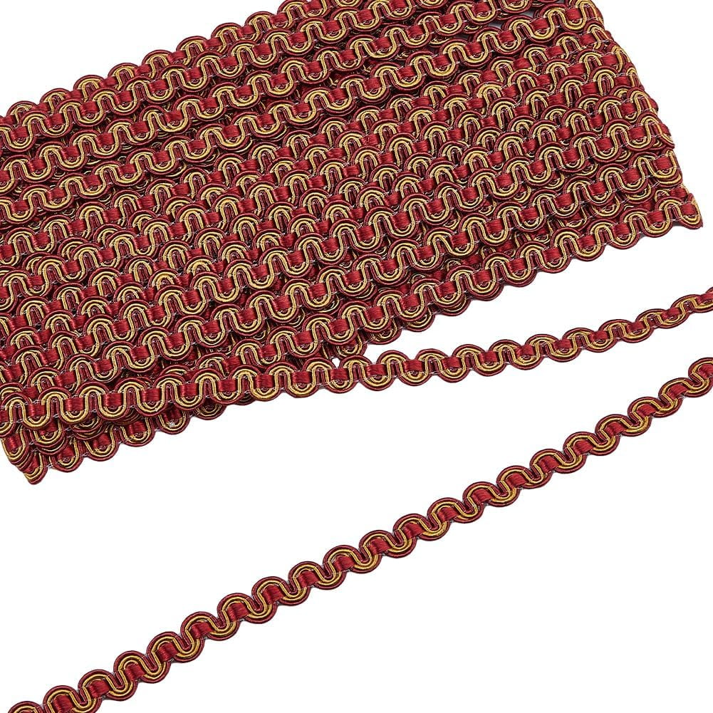 16.40 Yards Polyester Woven Fabric Trim Dark Red Braid Gimp Trim Rustic ...